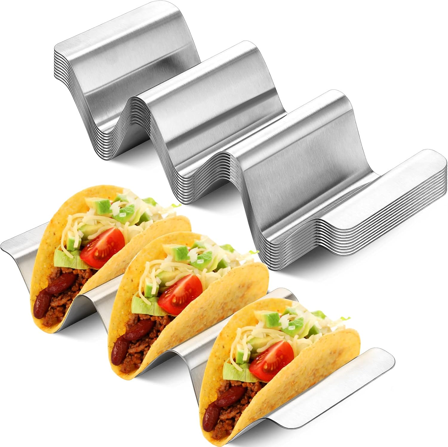 Amazon.com: 10 Pieces Taco Holders Stainless Steel Taco Stand Taco Tray ...
