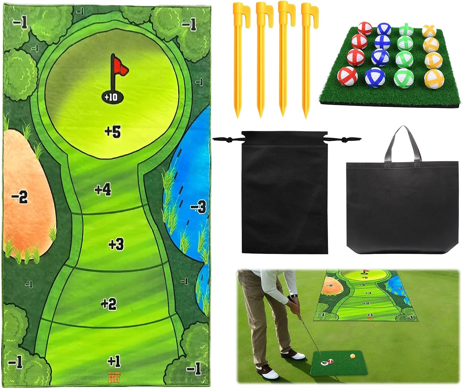 Golf Game Set,Indoor Golf Chipping Game Set with Chipping Golf Play Mat ...