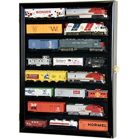 Amazon.com: HO Scale Model Train Display Case Cabinet Wall Rack w/98% ...