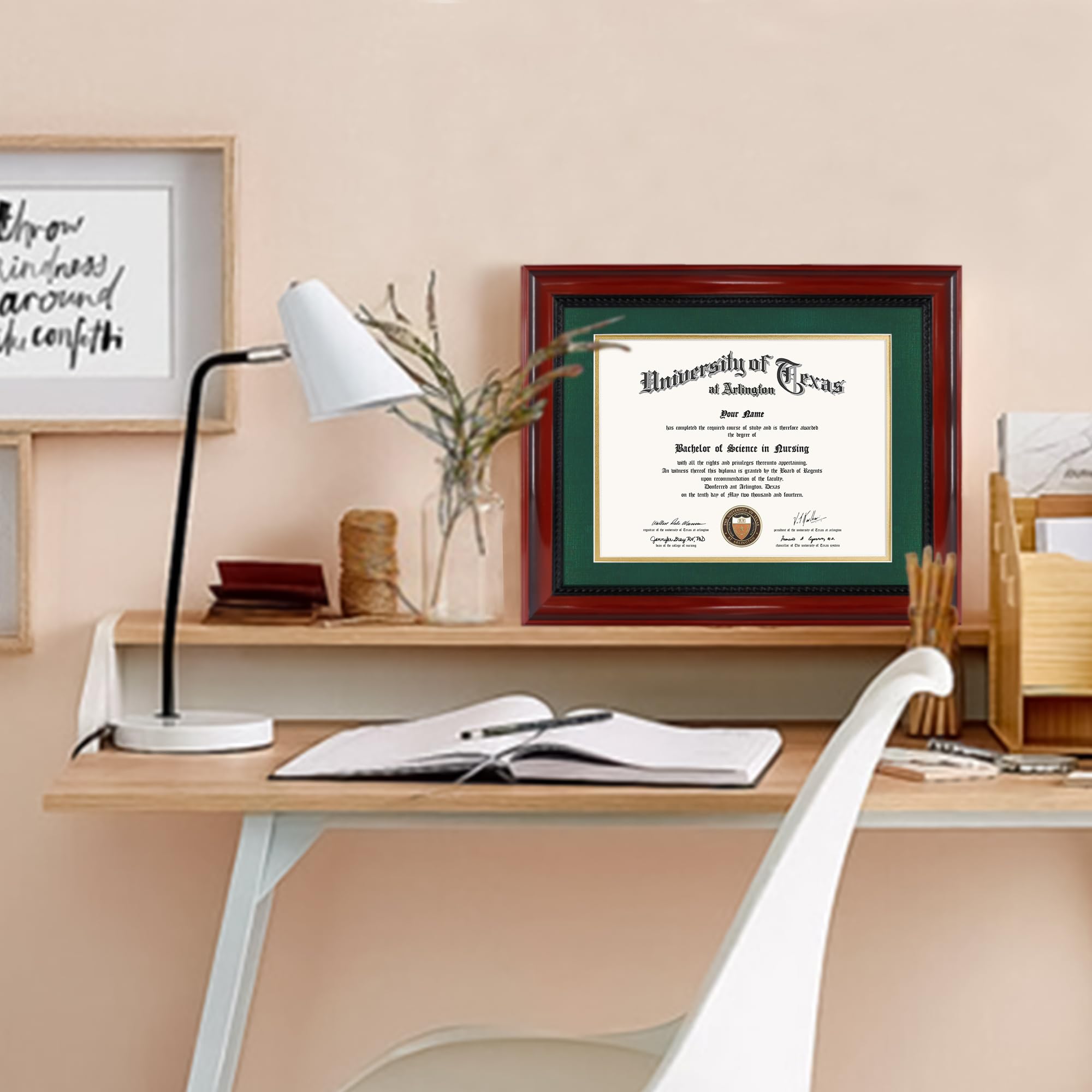 GMFrames 8.5x11 Diploma Degree Frame with Green Mat or Display 11x14 ...