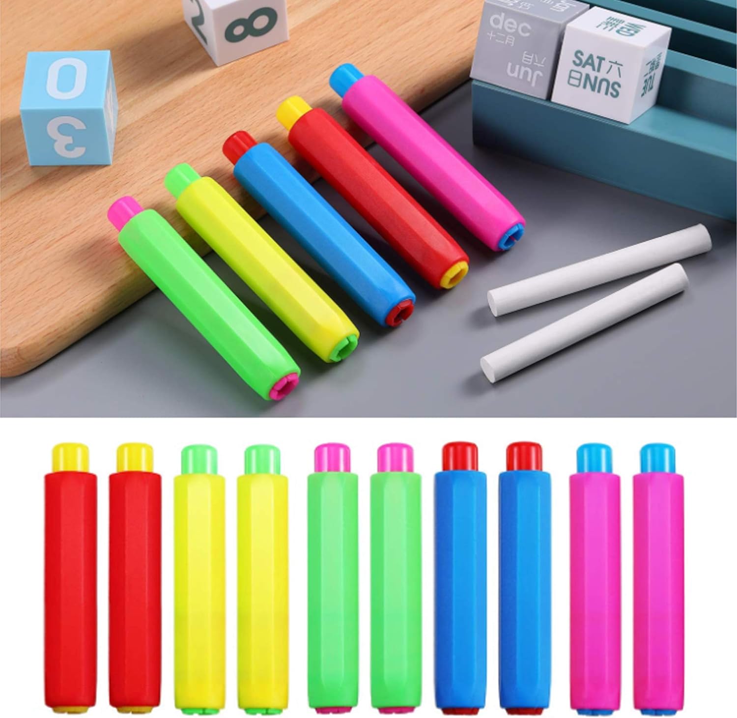 10 Pieces Plastic Chalk Holder Colored Chalk Clip Colorful Chalk Keeper ...
