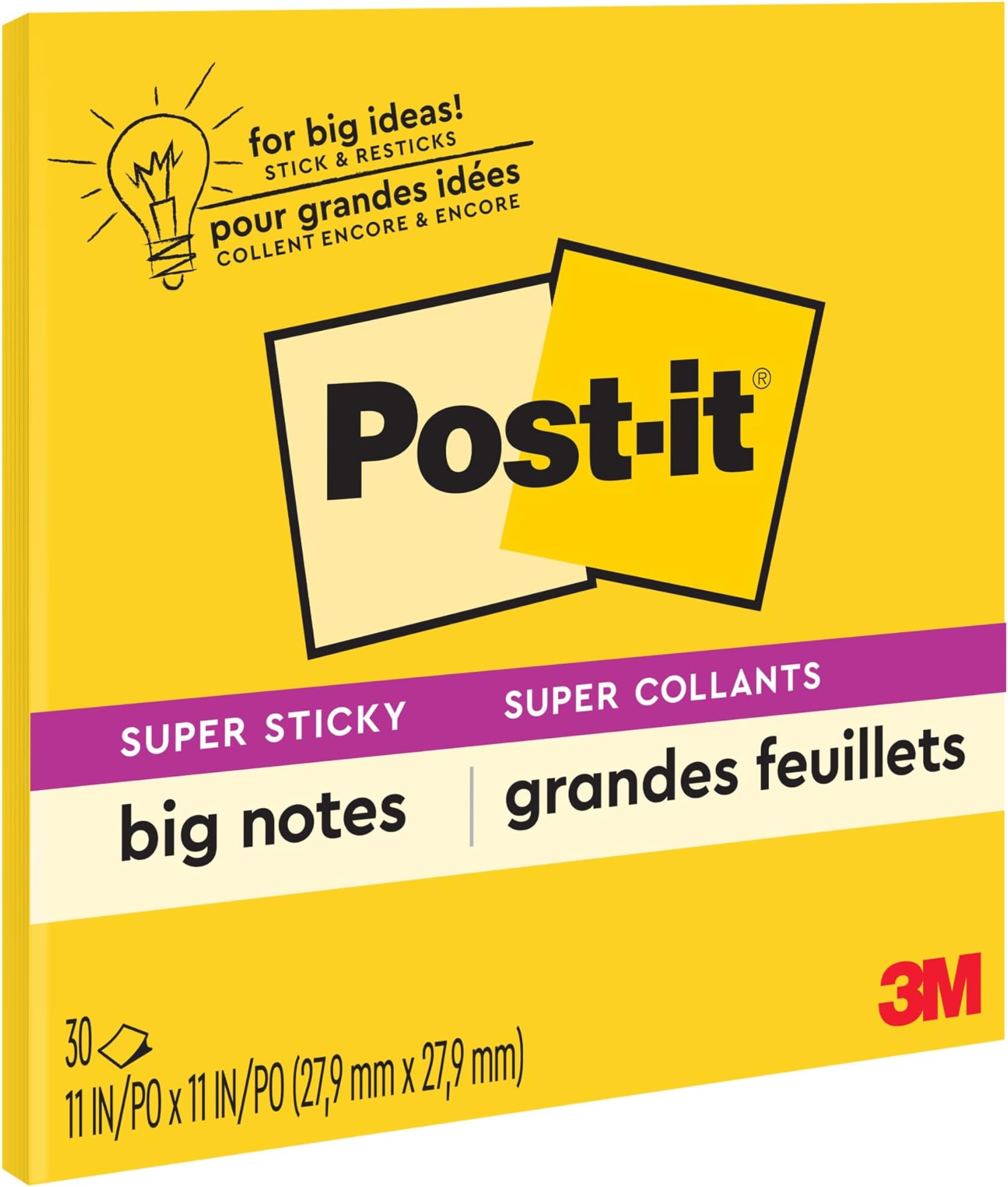 Post-it Super Sticky Big Notes, 11 x 11 Inches, 30 Sheets/Pad, 1 Pad ...