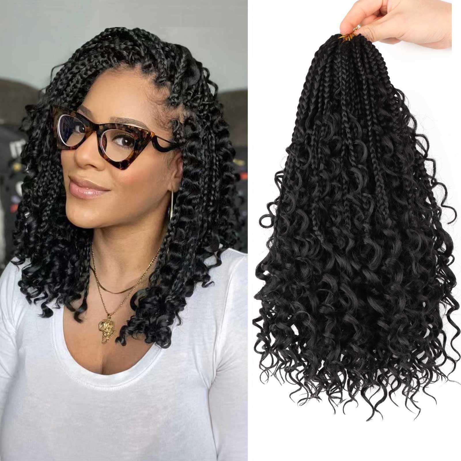 Amazon.com : Goddess Bohemian Box Braids Crochet Hair - 14 Inch Curly ...