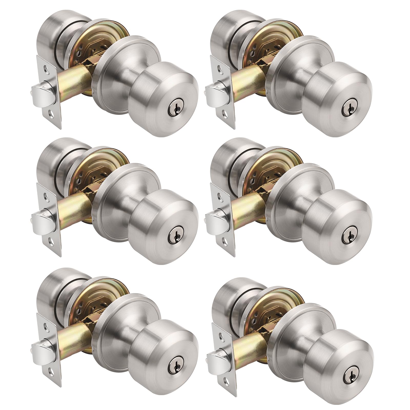 KNOBWELL Keyed Alike Door Locks in Brushed Nickel Finish, Keyed Entry ...