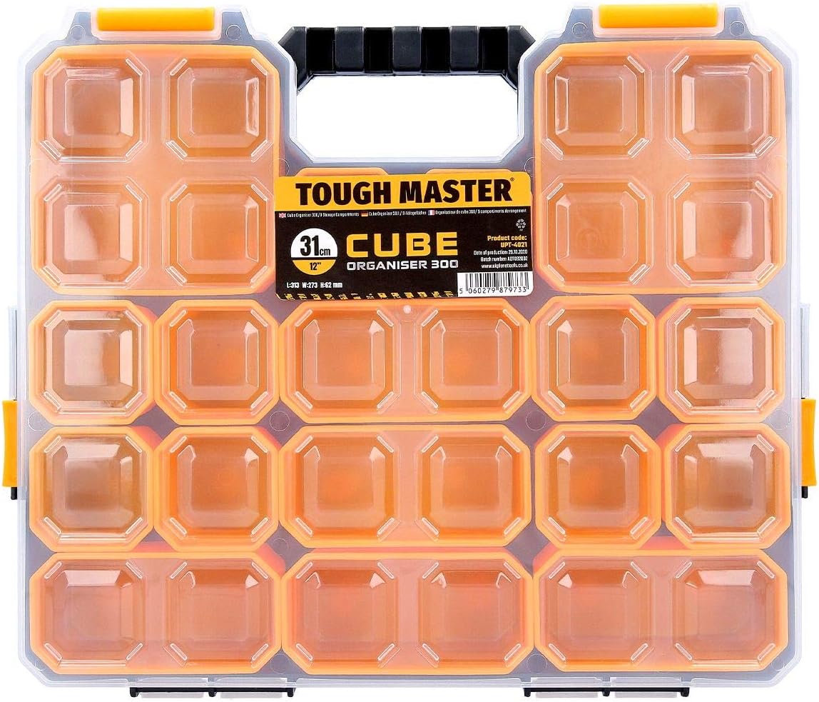 Tool Box Tool Organiser 9 Storage Compartments Plastic Carry Case ...
