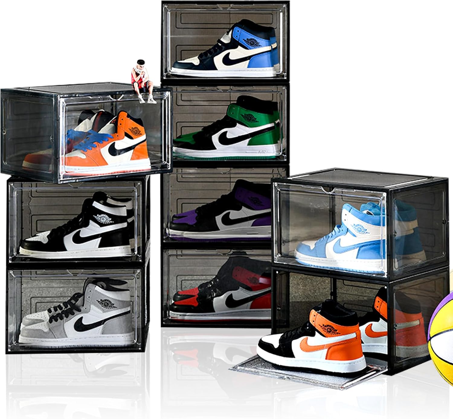 10-Pack Shoe Storage Boxes - Stackable Hard Plastic Cases with Magnetic ...