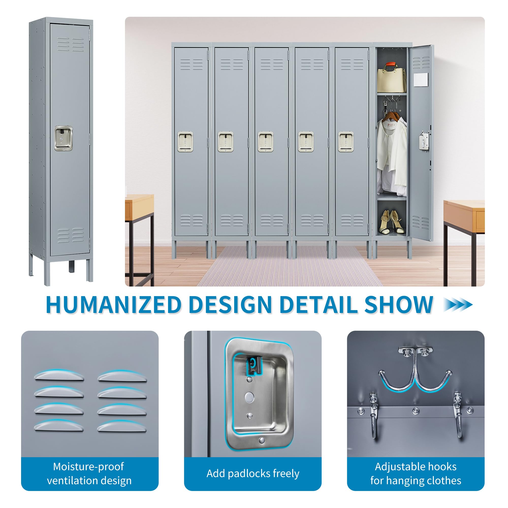 Snapklik.com : FLIXELIO Metal Lockers For Employees 66" H Tall Storage ...