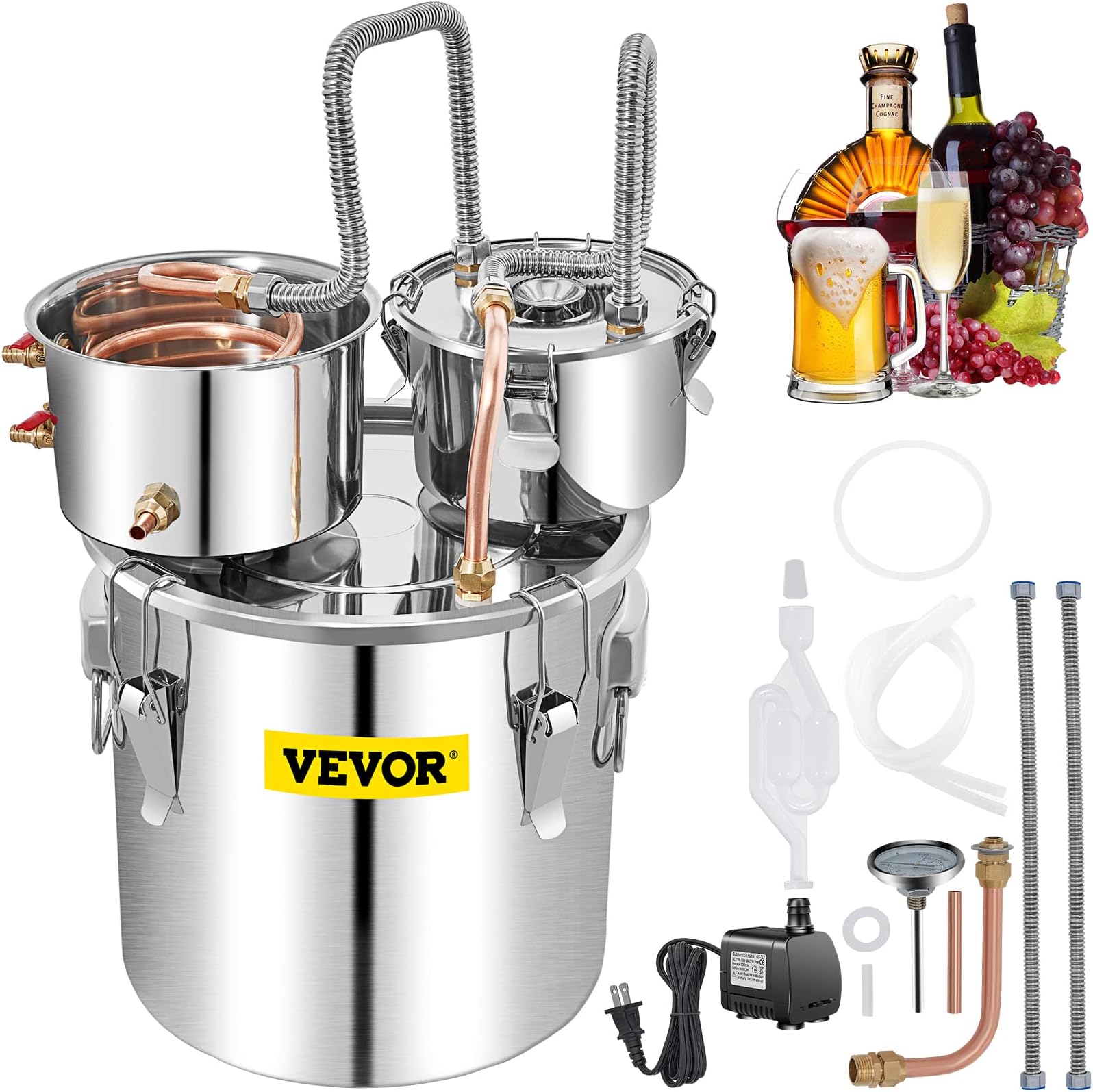 Amazon.com: VEVOR Alcohol Still 13.2Gal/50L, Alcohol Distiller with ...