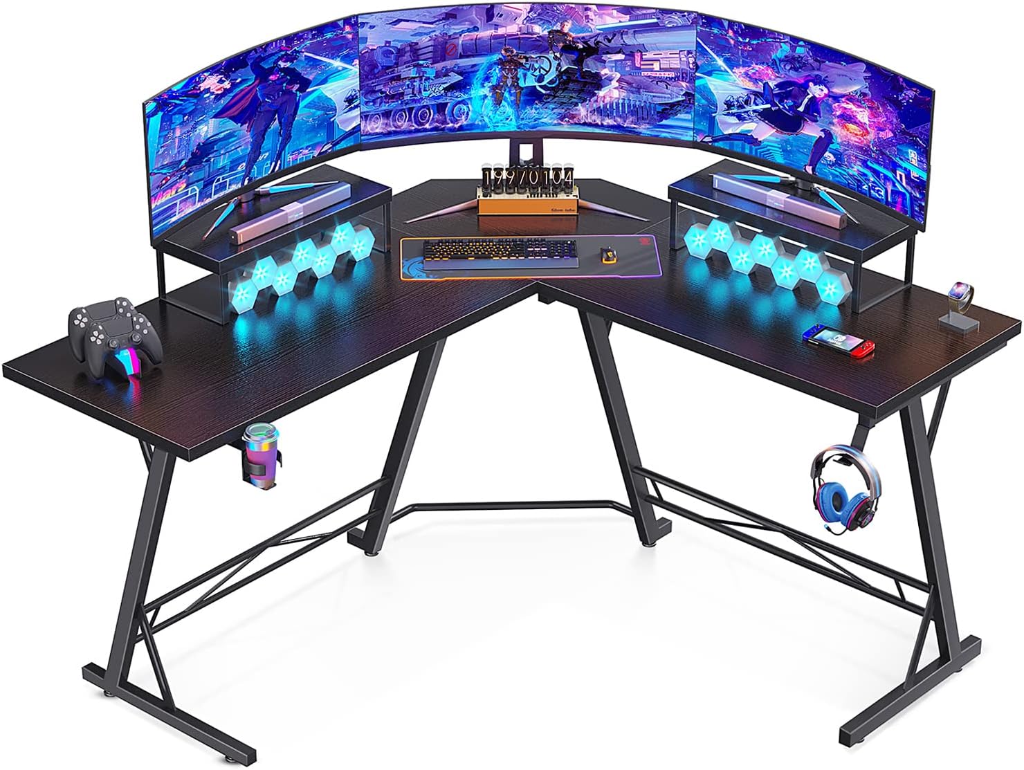 ODK Eckschreibtisch Gaming, Schreibtisch L Form, Computertisch mit 2 ...