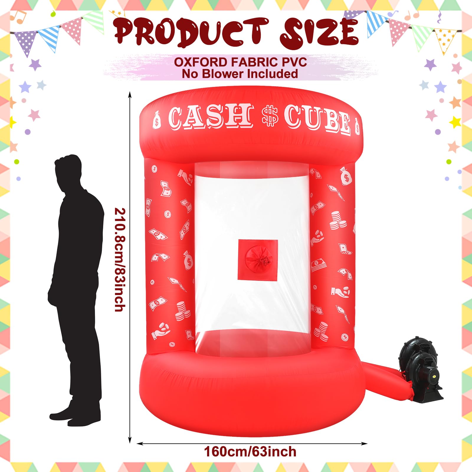 5 FT Inflatable Cash Cube Booth Inflatable Money Machine Booth ...