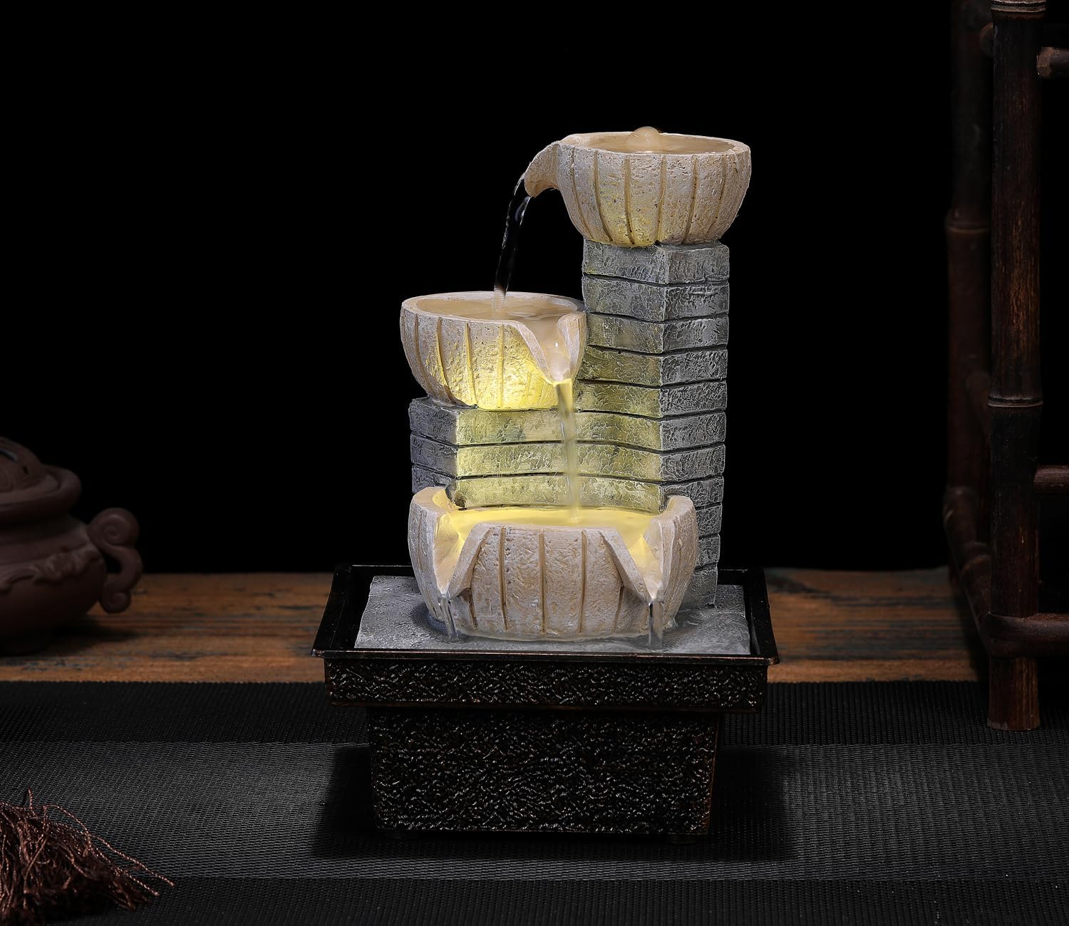 Amazon.com: Tabletop Water Fountain Desktop Indoor Waterfall Fountain ...