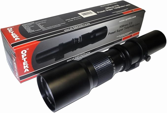 Amazon.com : Opteka High Definition 500mm f/8 Preset Telephoto Lens for ...