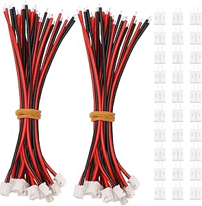 VISSQH 30 Paires(60Pcs) JST Connecteur avec Câble Électrique 150mm 26AWG,JST 2.0 PH 2Pin ...