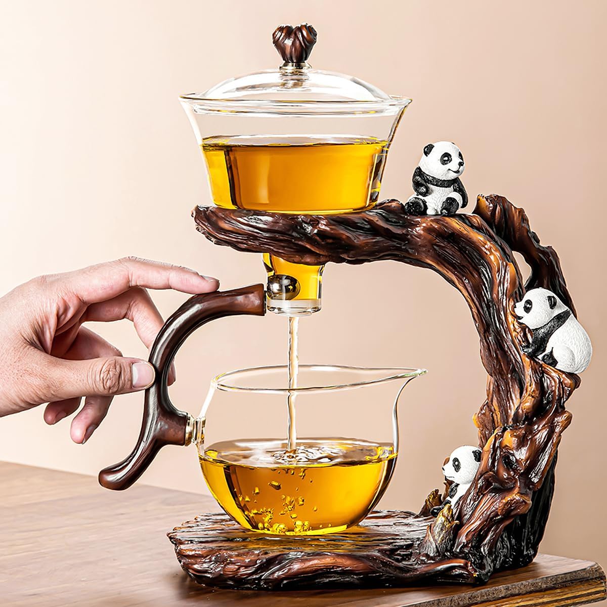 Amazon.com | GODNOE Lazy Kung Fu Glass Tea Set Semi Automatic Tea Set I ...