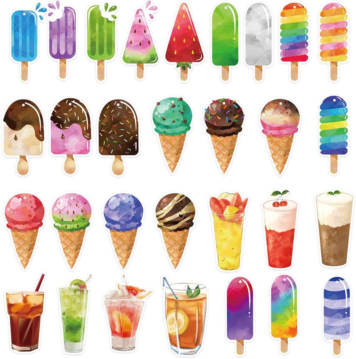 Amazon.com : Summer Bookmarks Watercolor Ice Cream Ice Pops and Cold ...