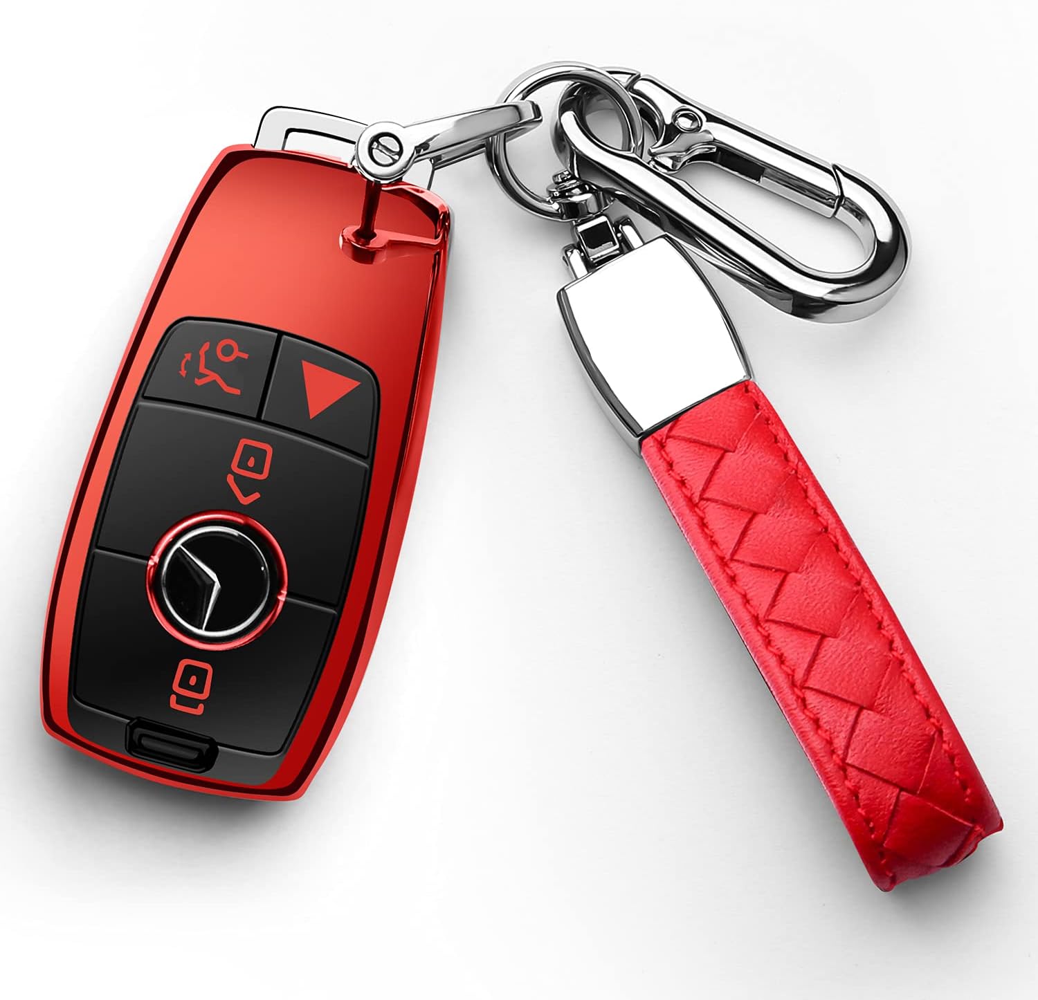 Amazon.com: Tukellen for Mercedes Benz key fob cover,With Keychain Key ...