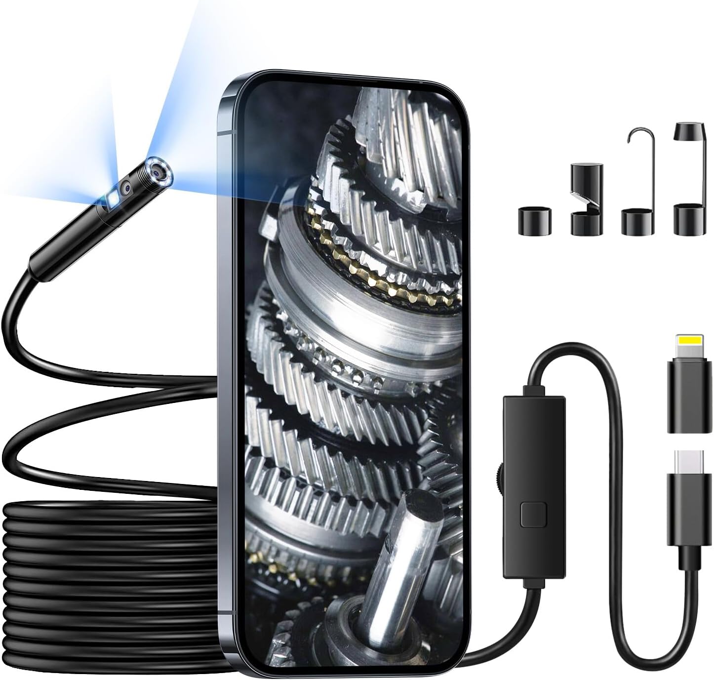 Amazon.com: Endoscope Camera with Light for iPhone Android – 1920P ...