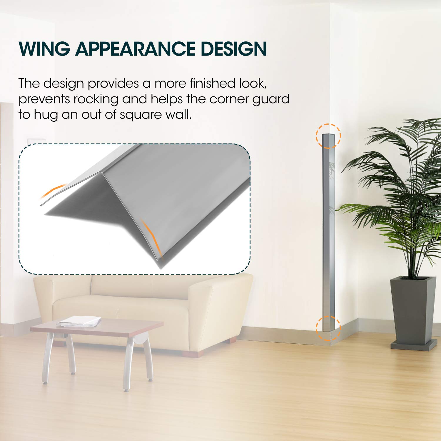 Snapklik.com : Zipcase Stainless Steel Wall Corner Guard 2 X 2 X 48 ...