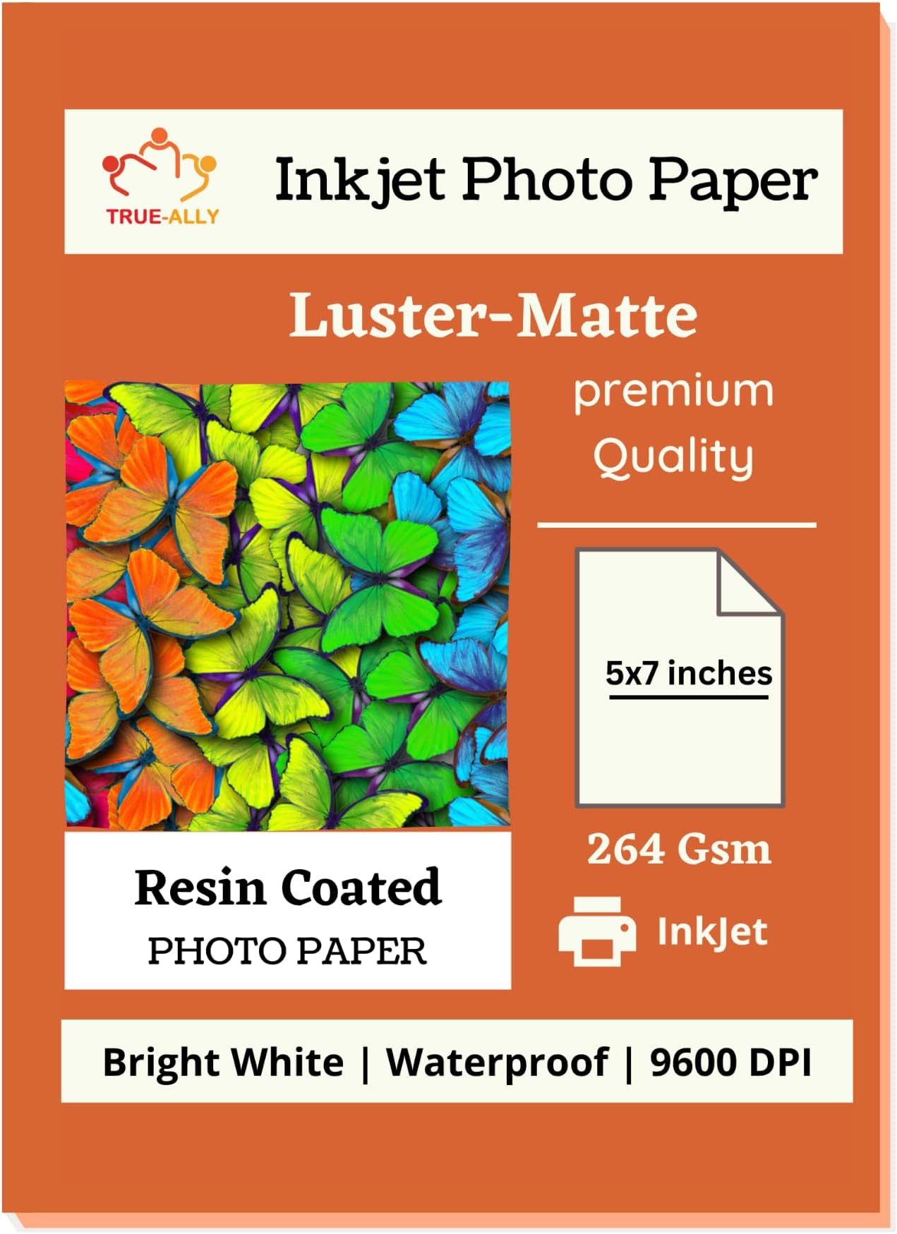 True-Ally 50 sheets Premium 5x7 inch 260 GSM RC (Resin Coated) Water ...