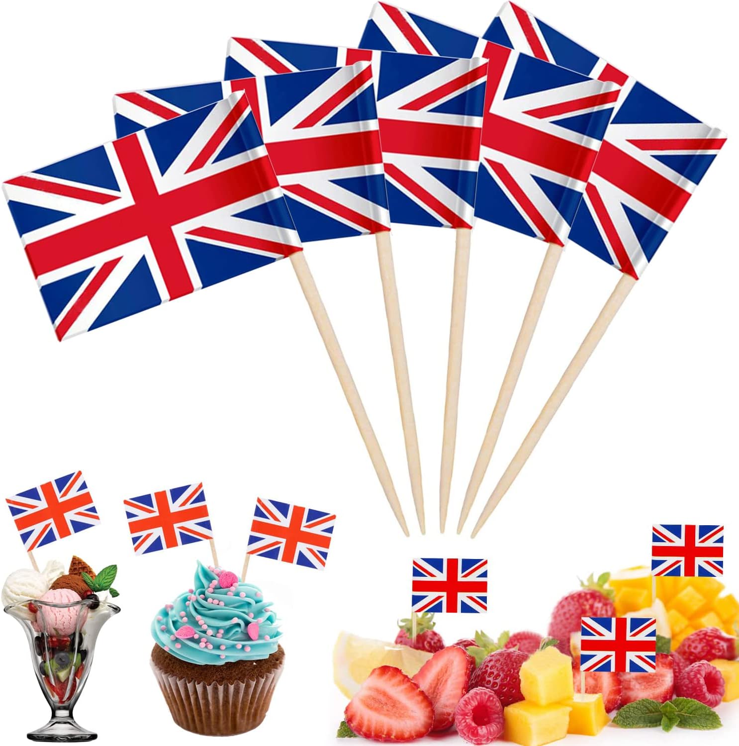 Union Jack Toothpick Flags, 100pcs Union Jack Cake Decorations, Party ...