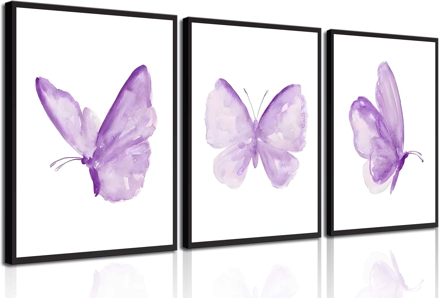 Amazon.com: 3Pcs Butterfly Wall Art Purple Butterfly Posters Pictures ...