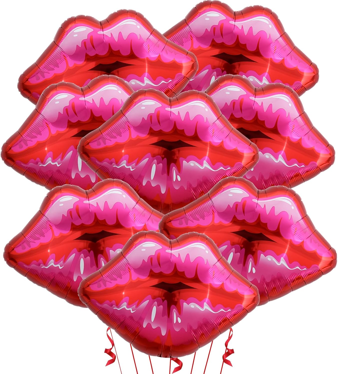 Amazon.com: TONIFUL 8Pcs 30 Inch Red Lip Balloons Large Kiss Lips Foil ...
