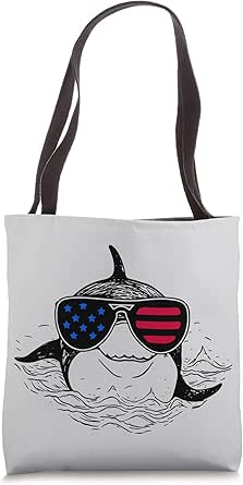 Amazon.com: Orca Killer Whale 4th July America USA Flag Tote Bag ...