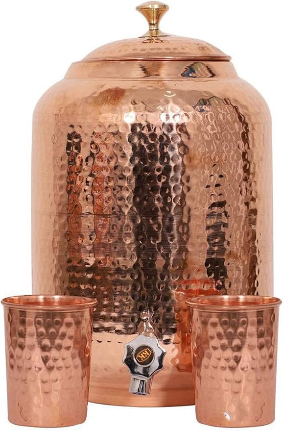 Amazon.com: Hammered Pure Copper Water Dispenser Set – 5L Tank with 2 ...