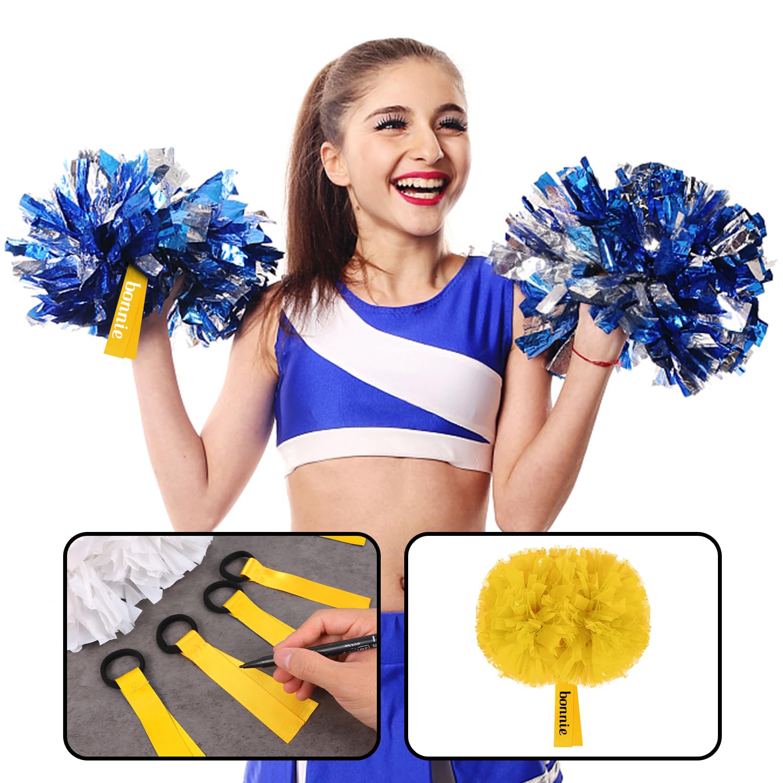 Snapklik.com : 48 Pcs Cheerleader Pom Poms Name Tags Cheerleading Name ...