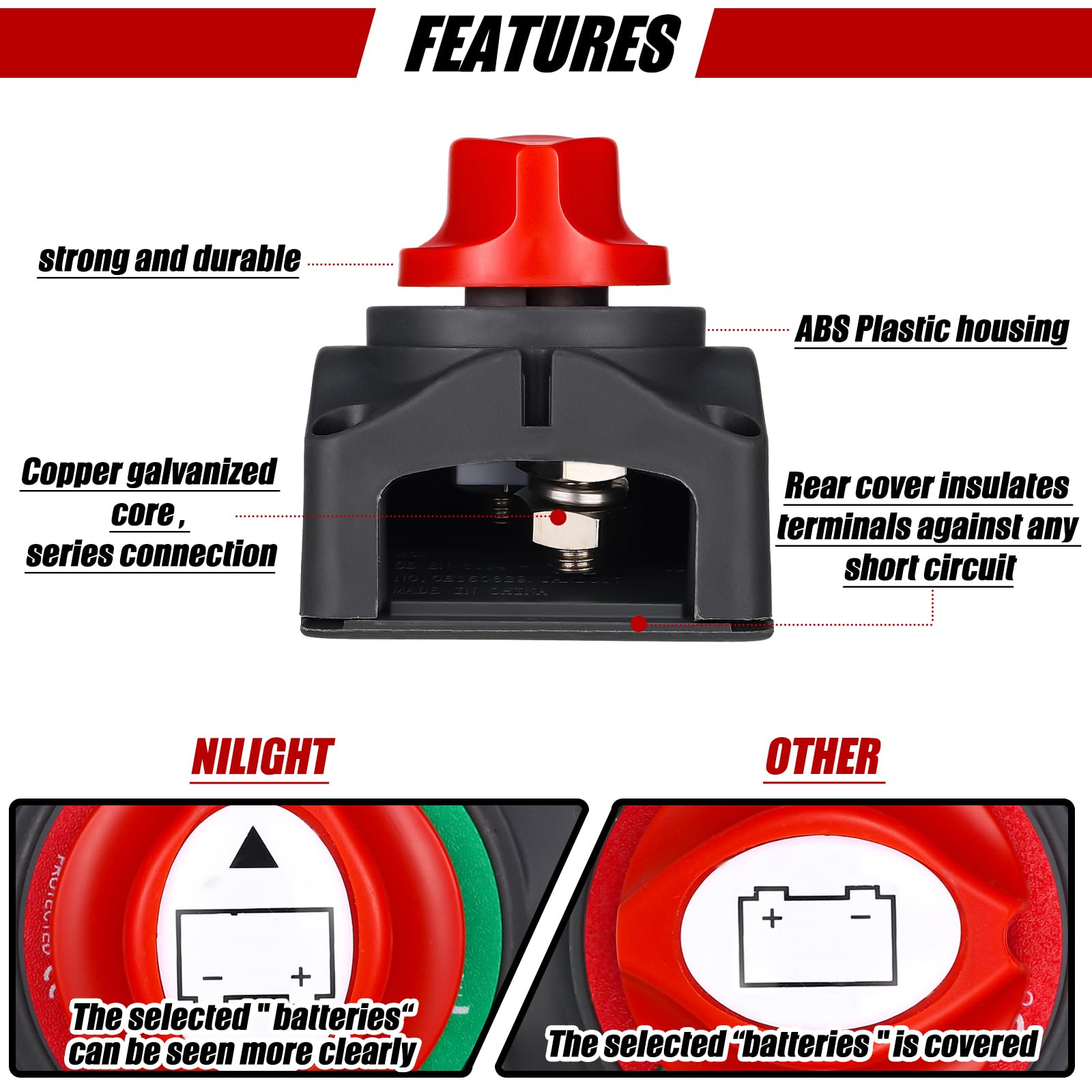 Snapklik.com : Datanly Battery Switch 12V-48V Waterproof Battery Power ...
