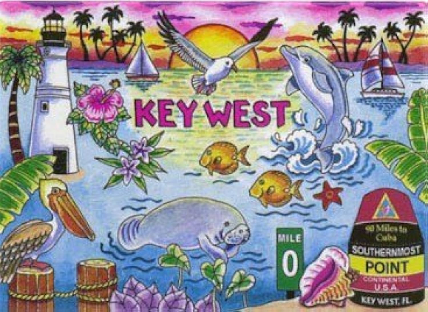 Amazon.com: World By Shotglass Key West Florida Map & Icons Fridge ...