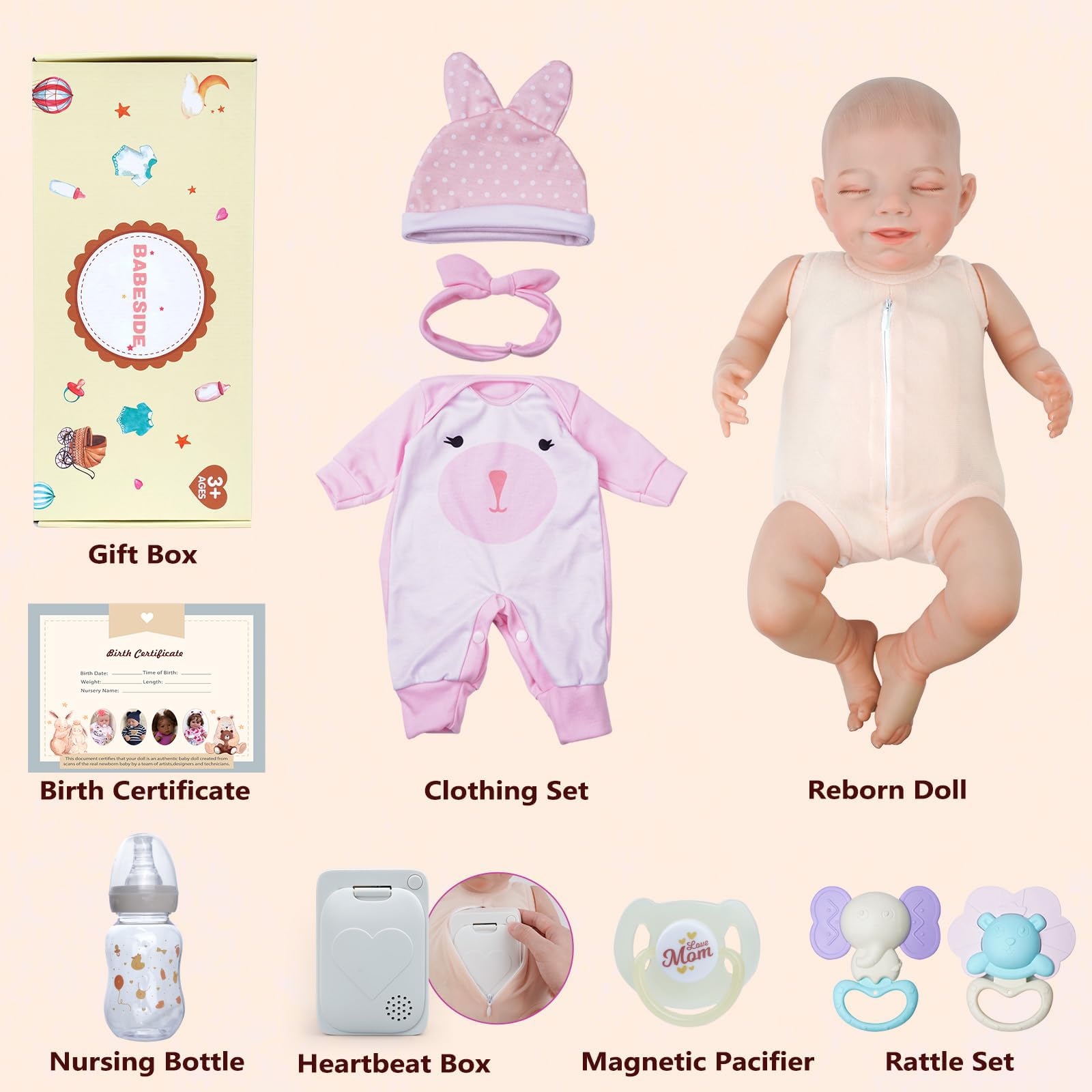 BABESIDE Lifelike Reborn Baby Dolls with Heartbeat and Sound -20 Inch ...
