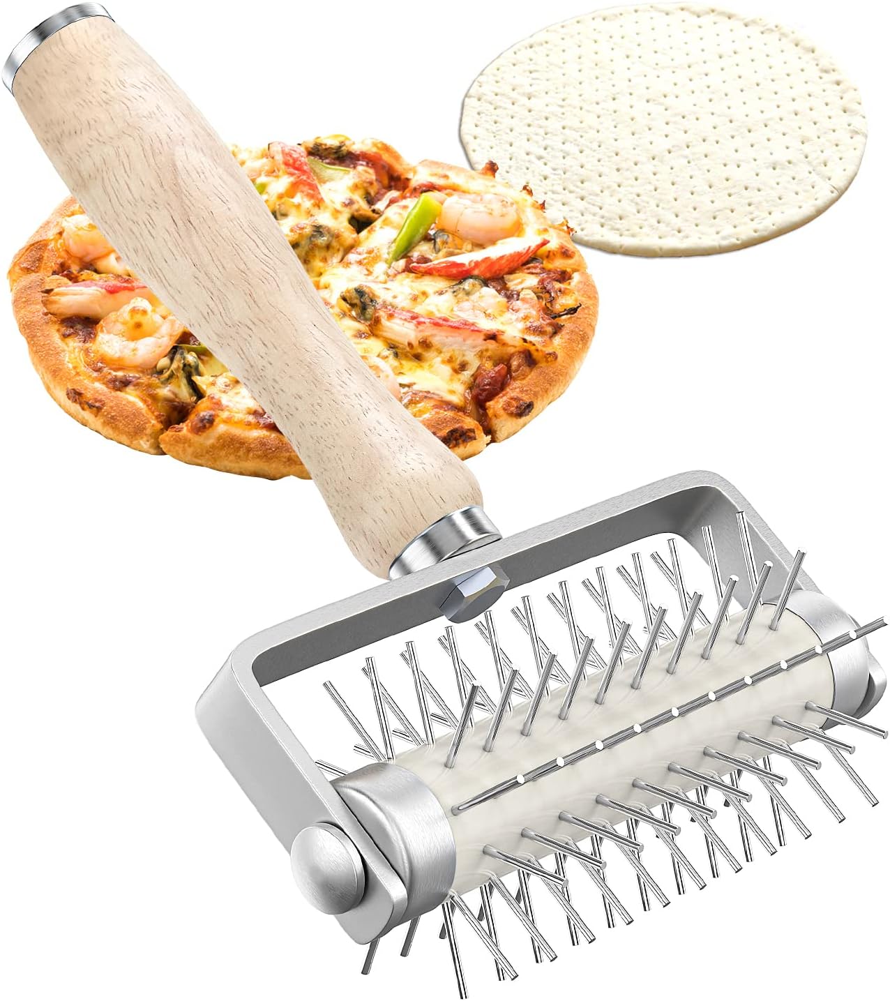 Amazon.com: Pizza Dough Docker and Pastry Roller with Stainless Steel ...