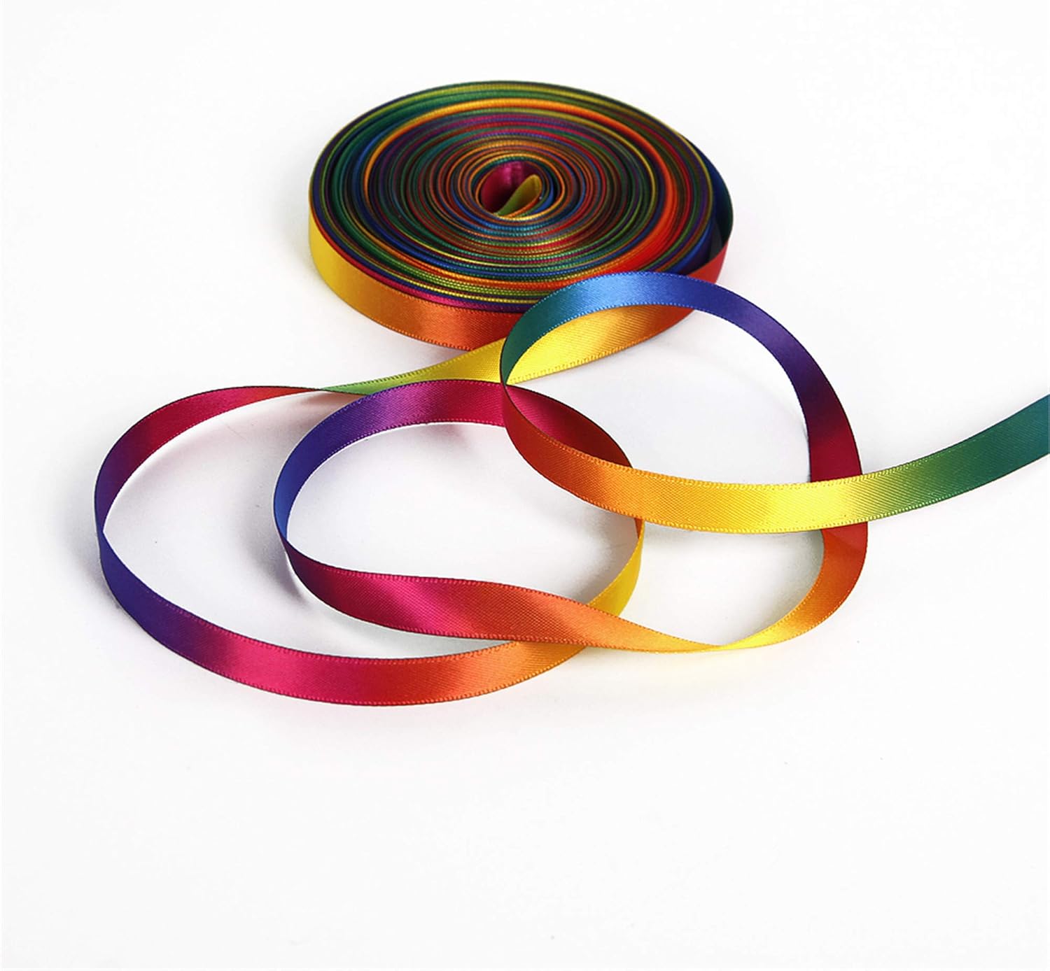 Amazon.com: Satin Ribbon Gradient Rainbow Double Side Rainbow Colorful ...