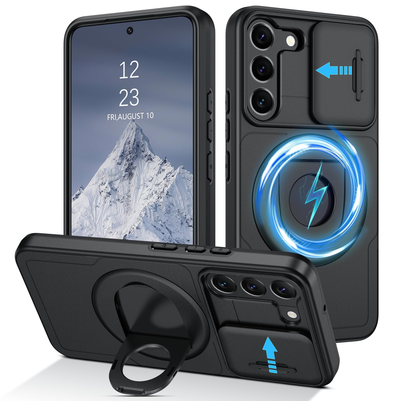 DOMAVER for Samsung Galaxy S22 Case with Magnetic Rotatable Kickstand, [Compatible with MagSafe ...