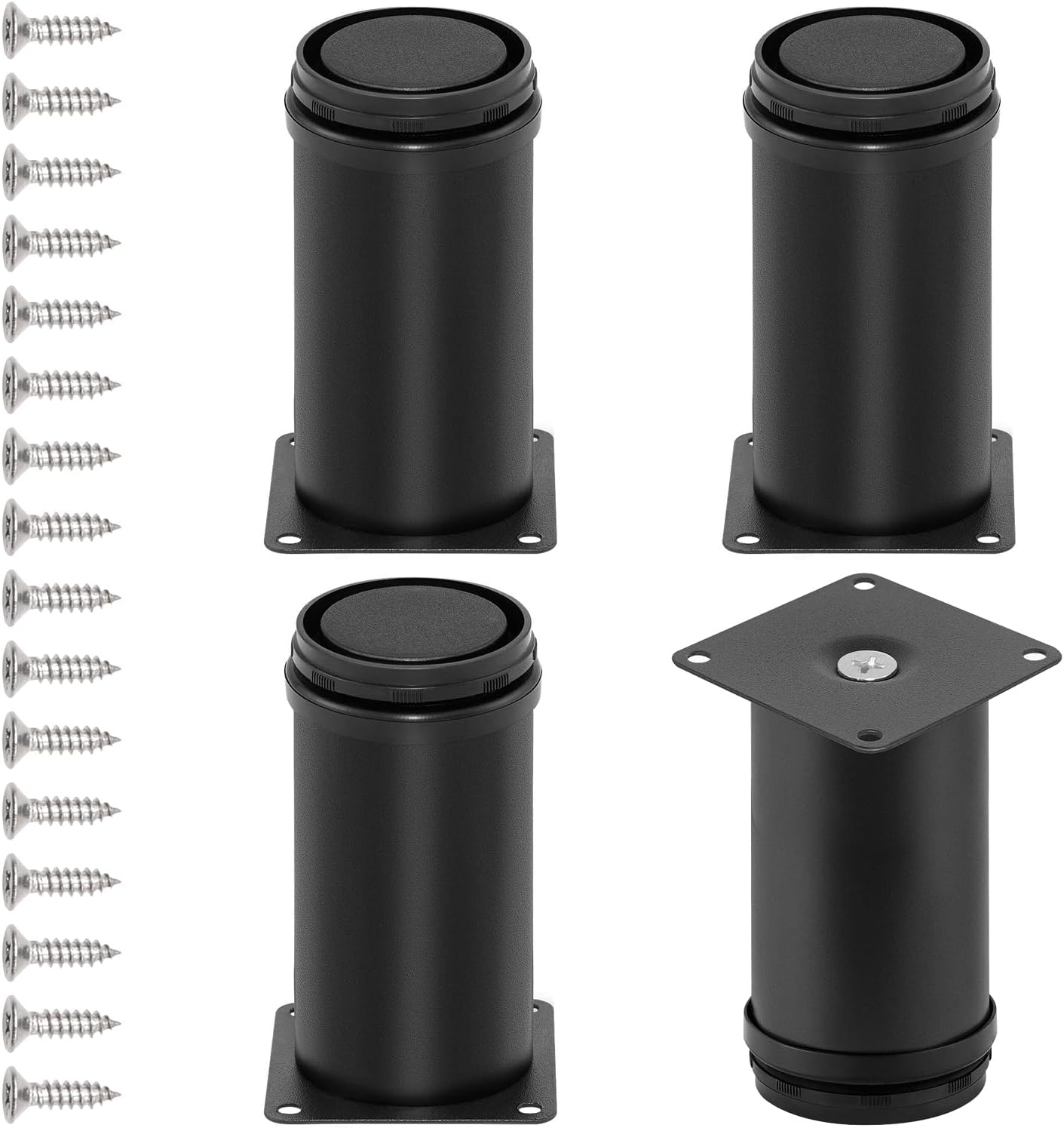 HEVERP (4-Pack Furniture Cabinet Metal Legs 4 Inch Kitchen Adjustable ...