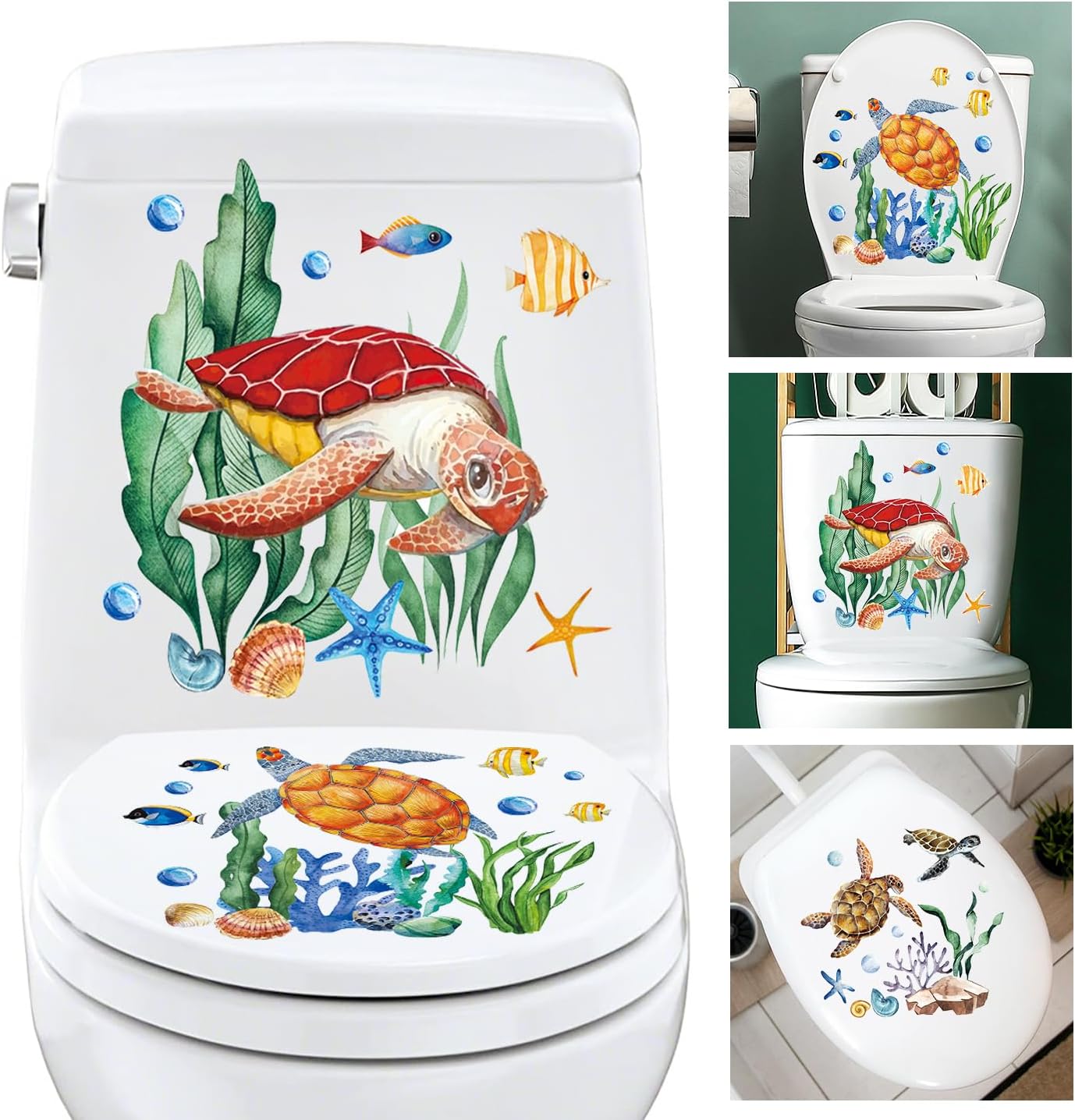 Amazon.com: 3pcs Cartoon Ocean Animals Toilet Seat Lid Stickers ...