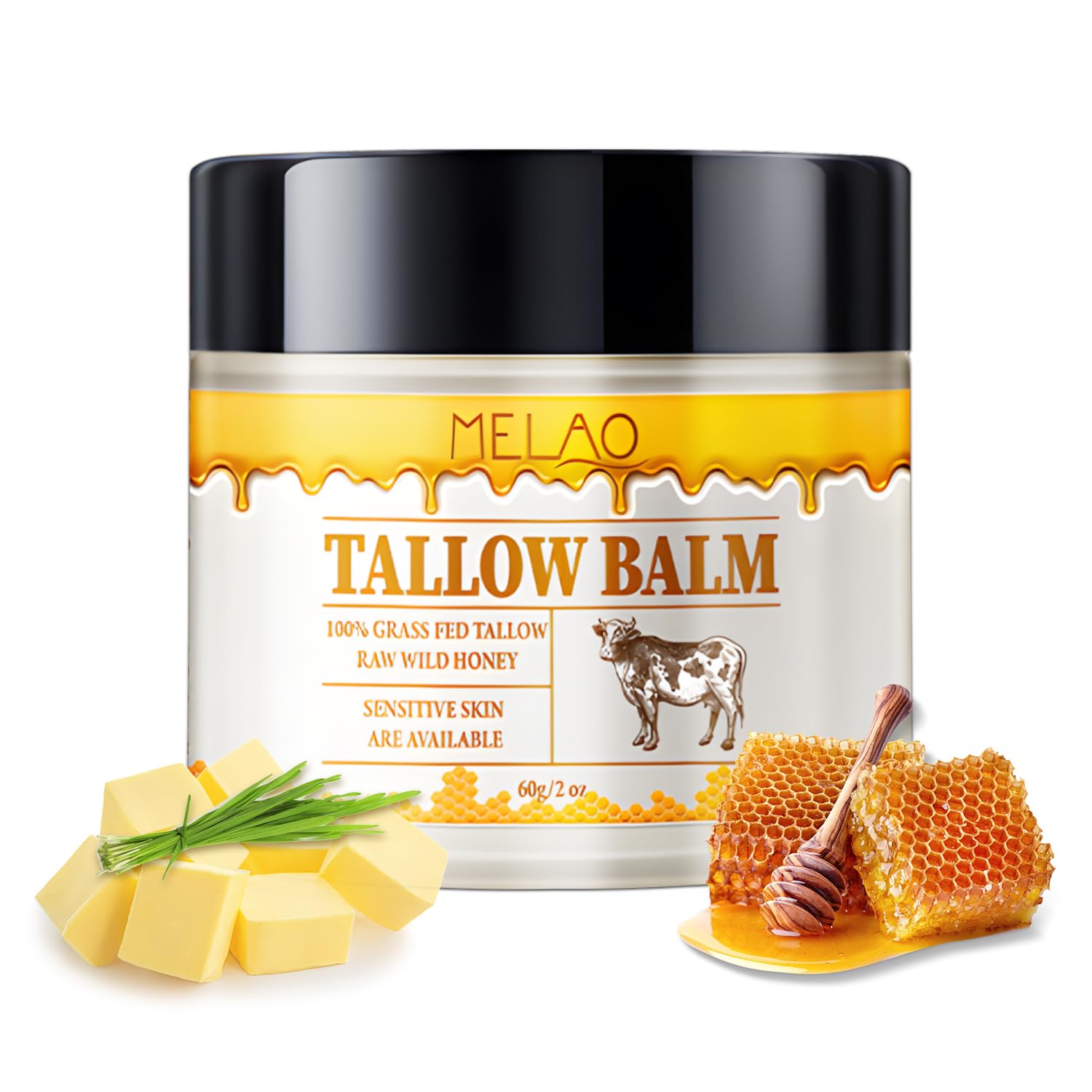 Amazon.com: Beef Tallow Honey Balm for Skin - Grass Fed Beef Tallow ...