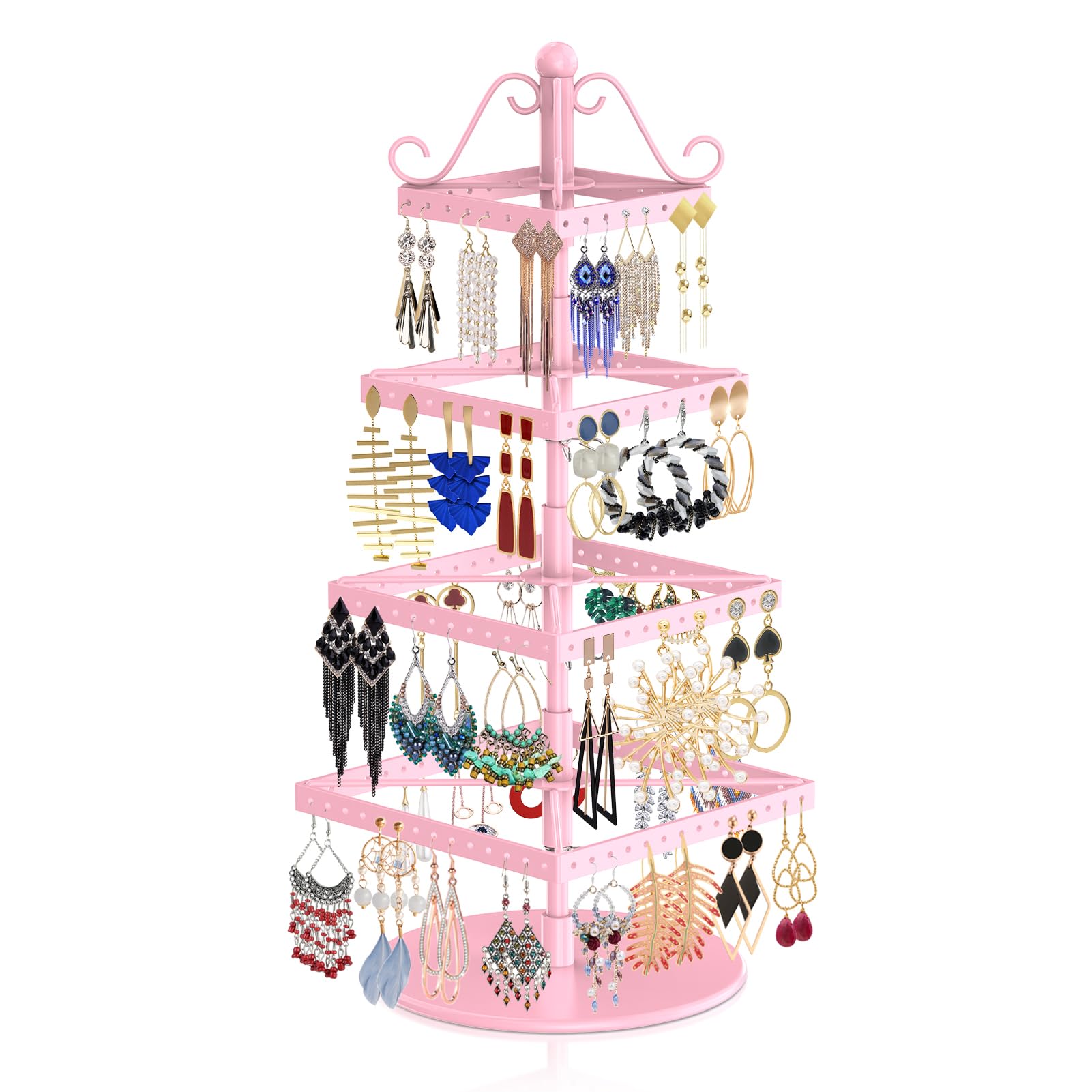 Amazon.com: MODOWEY 4 Tier Metal Rotating Earring Holder Organizer, 112 ...