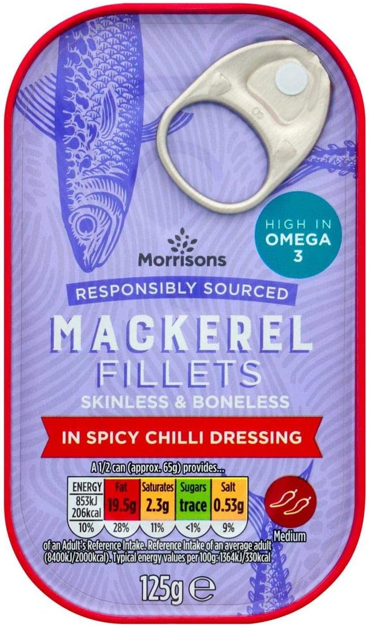 Morrisons Mackerel Fillets in Spicy Chilli Dressing, 125g : Amazon.co ...