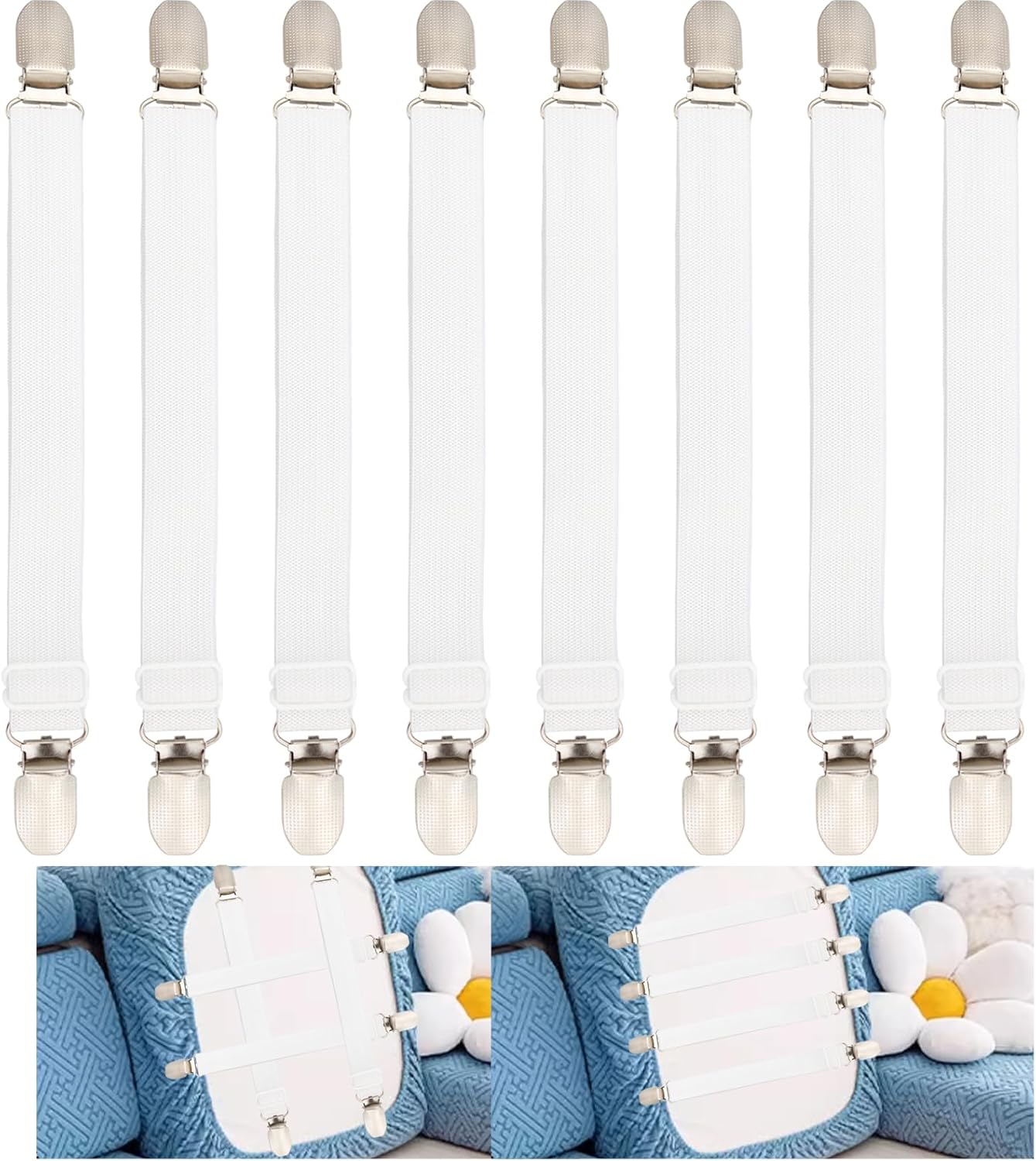 Amazon.com: Sofa Cover Holder Straps with Suspenders & Fasteners ...
