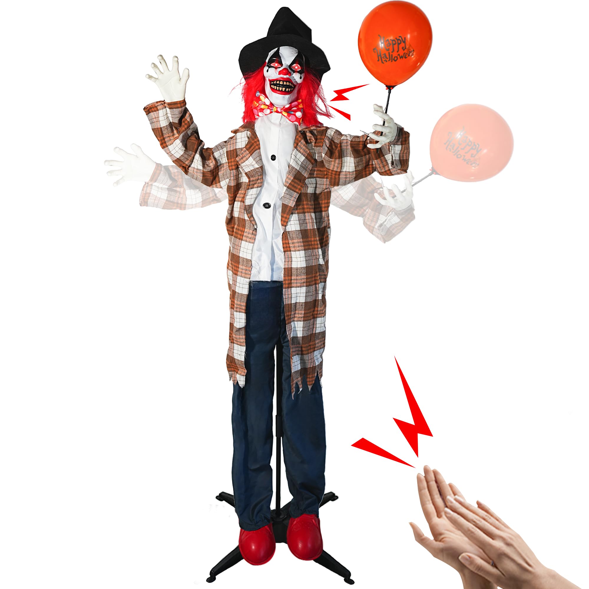 Amazon.com: Hourleey 6FT Halloween Animatronics Clown Decorations ...