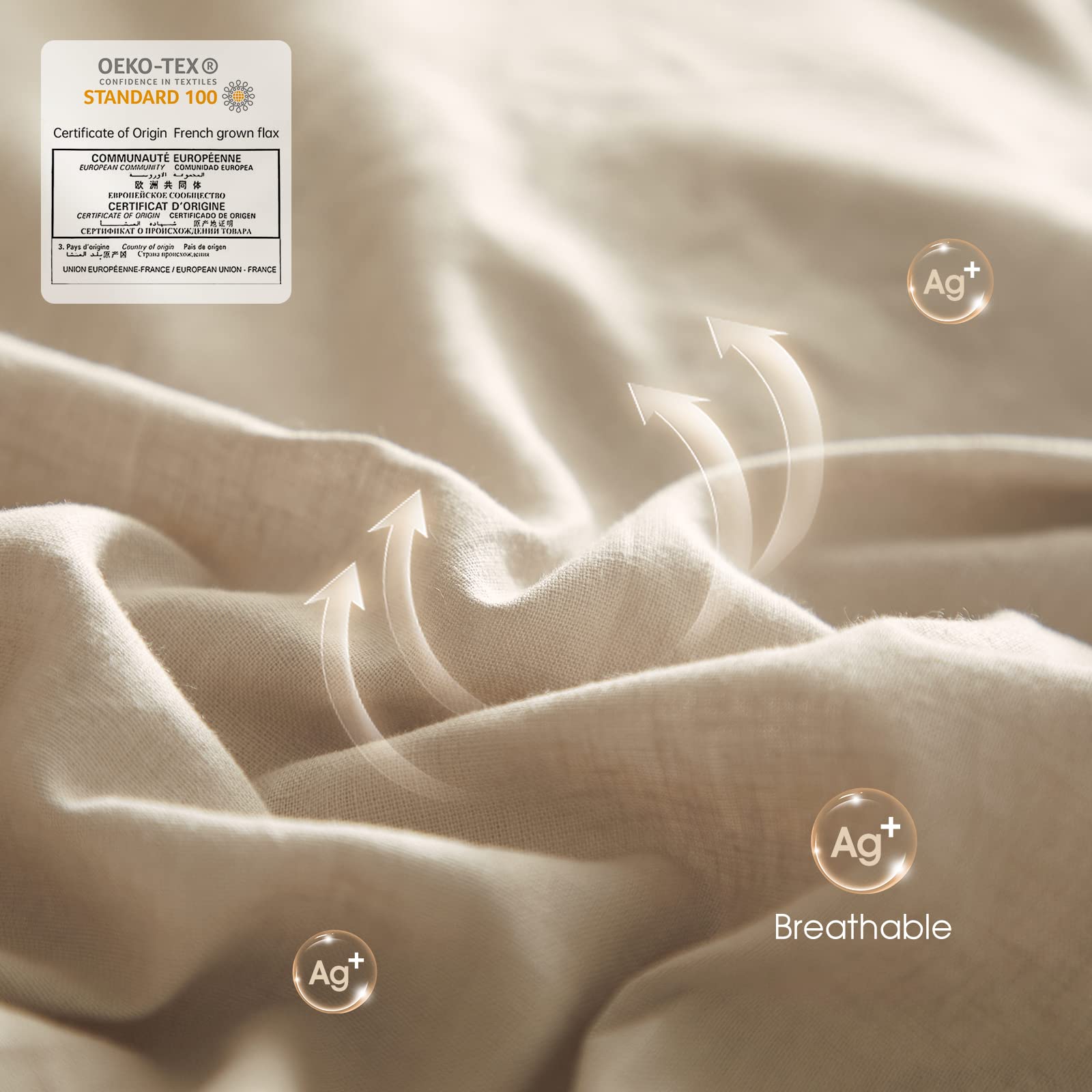 Green Everly 100% Linen Duvet Cover King Size, Super Soft French Linen ...