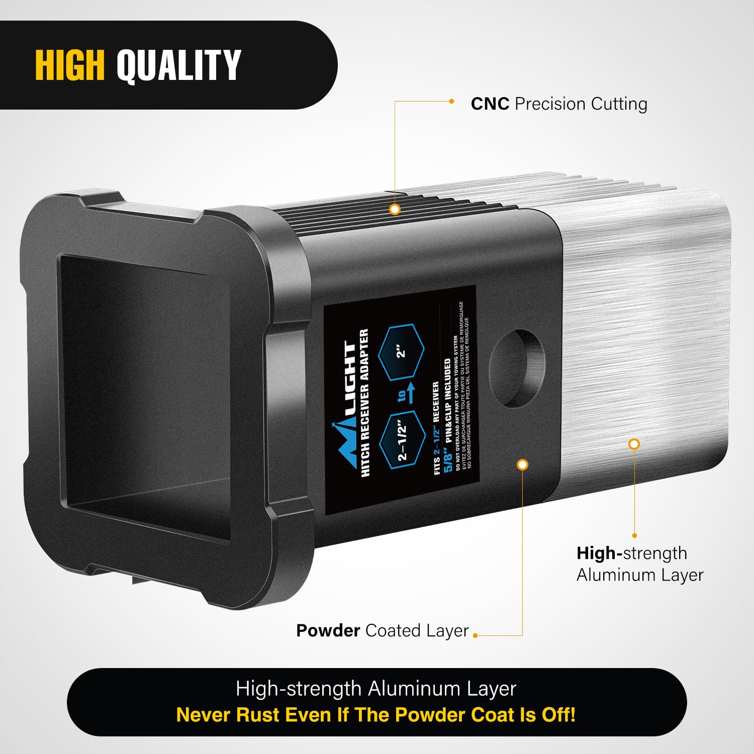 Snapklik.com : Trailer Hitch Receiver Extender Adapter Reducer 2-1/2 To ...