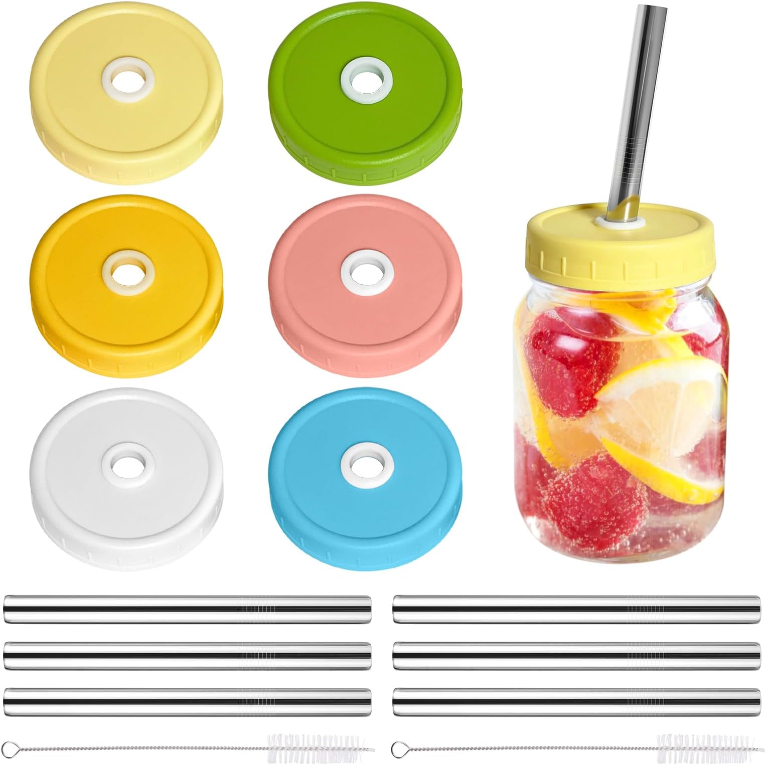 Amazon.com: Cosmos 8 Pcs Regular Mouth Mason Jar Lids Decorative Metal ...