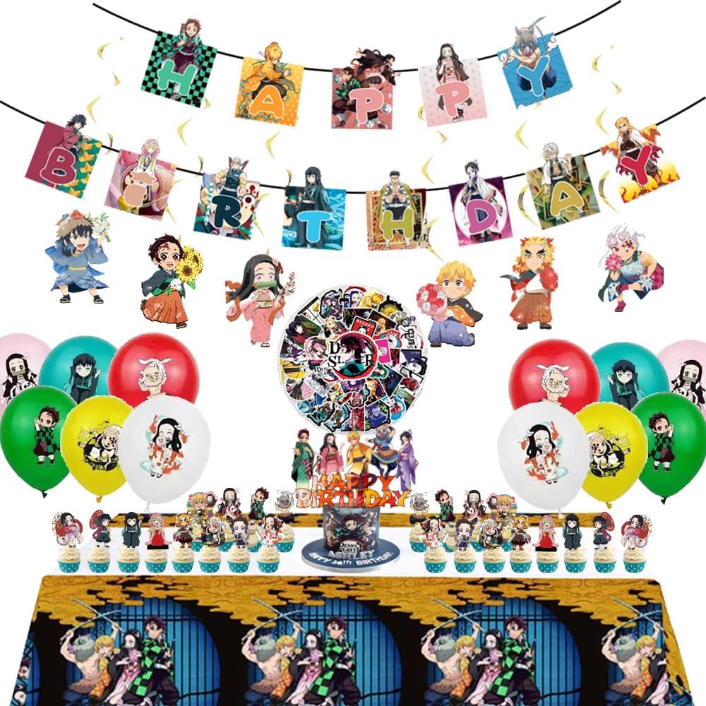 Amazon.com: Kingfir Tanjiro Birthday Party Decorations Japanese Anime ...