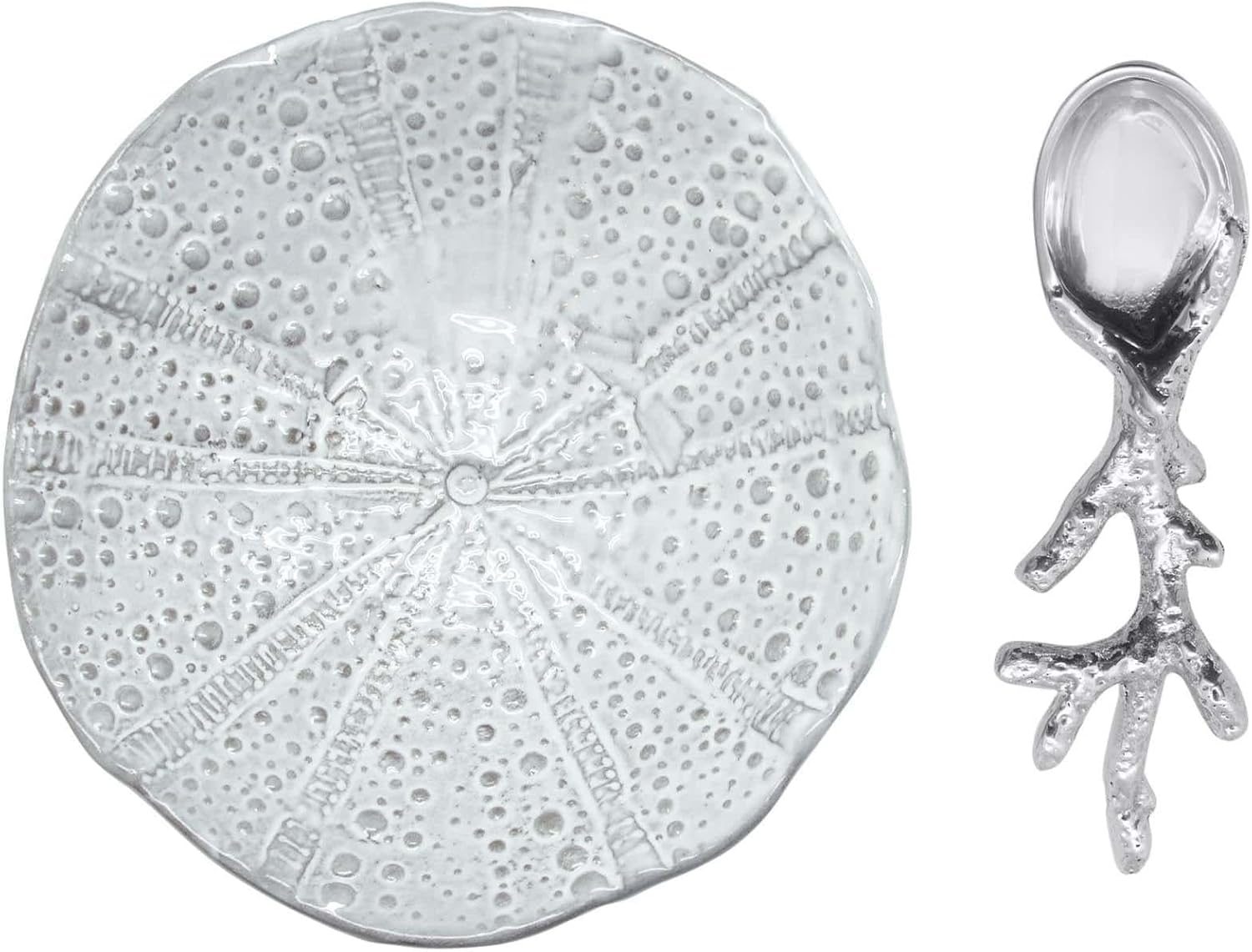 Amazon.com: Mariposa Sea Urchin Ceramic Canape Plate with Coral Spoon ...