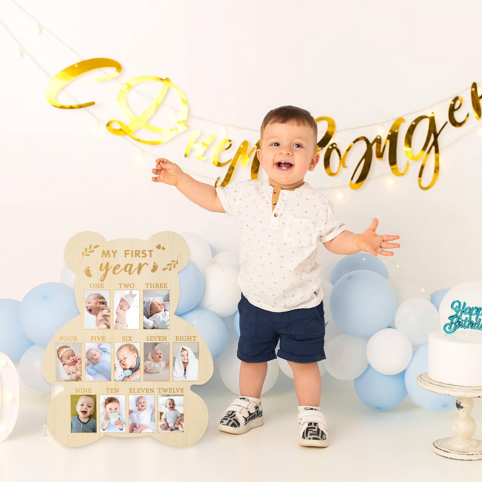 Snapklik.com : My First Year Photo Display Wood Board, Babys First Year ...