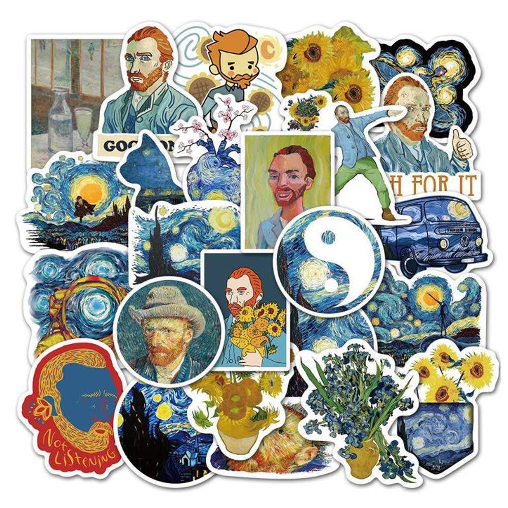 Buy 40 Pcs Van Gogh Stickers Vinyl Stickers Waterproof Aesthetic ...