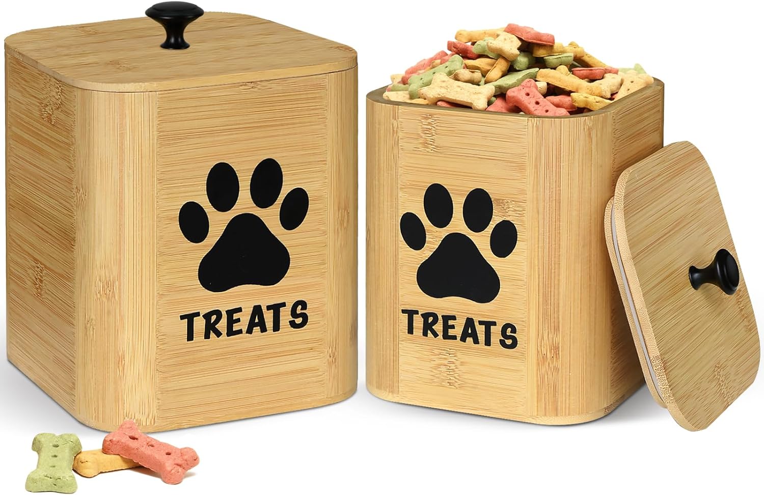 Pet Supplies : Nakeluiie Air-tight Dog Treat Storage Container, Bamboo ...